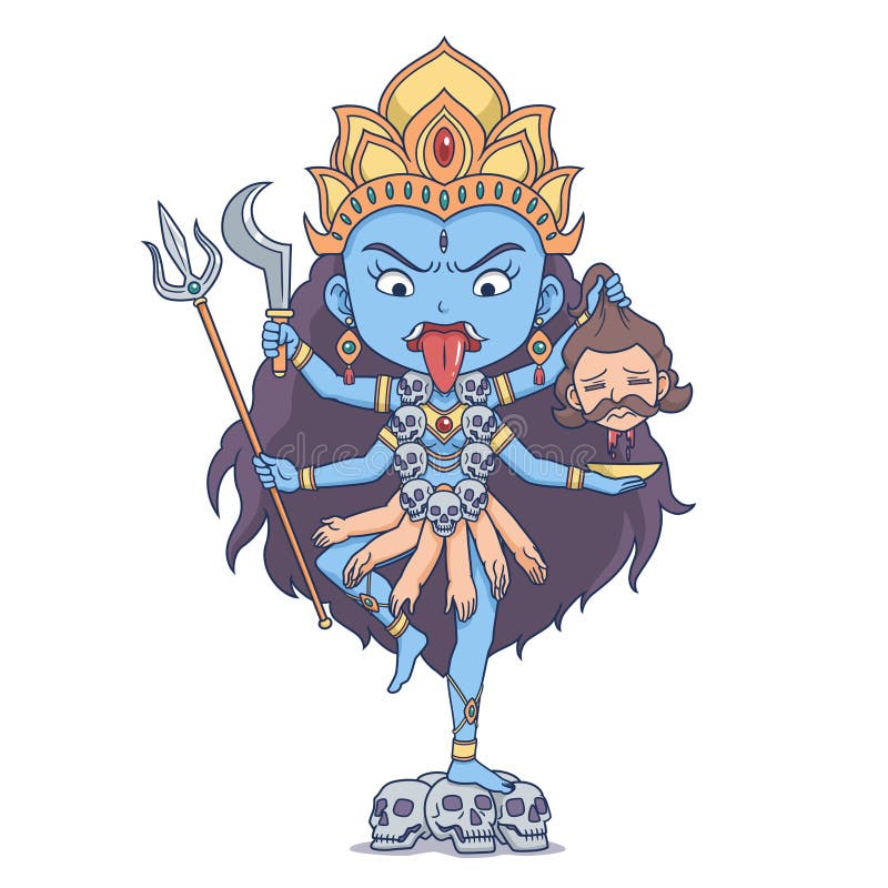 Cartoon Hindu Goddess Kali. Stock Illustration - Illustration of deity ...