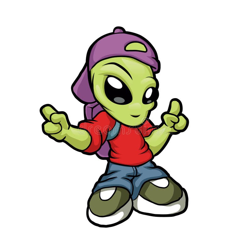 Cartoon hip hop alien. stock vector. Illustration of paranormal - 71785355