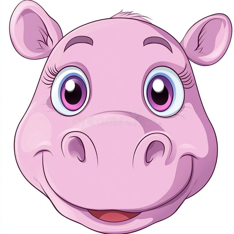 Cartoon Hippo Face Illustration Stock Illustration - Illustration of ...