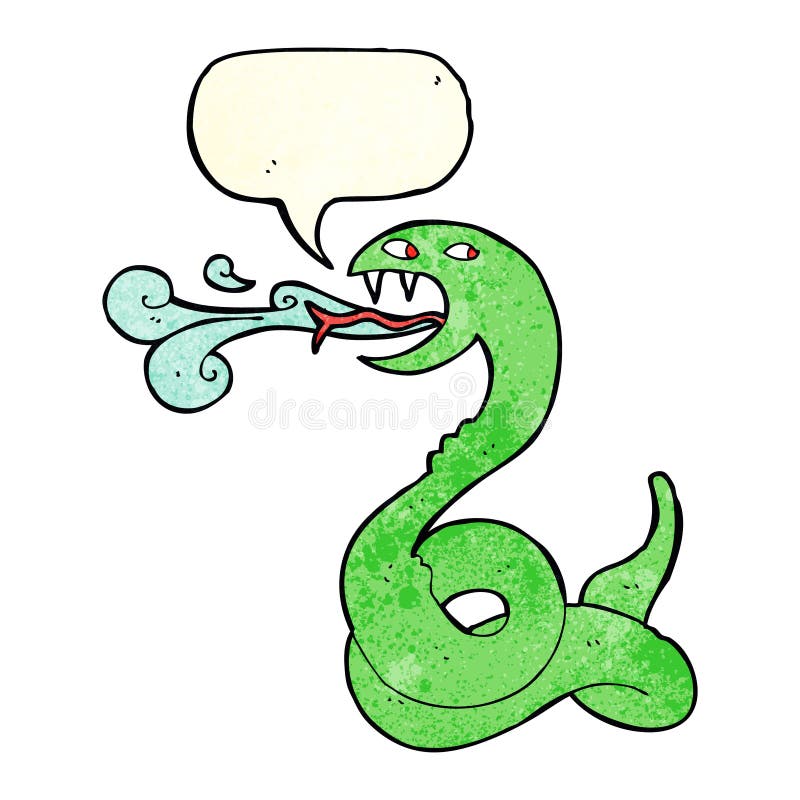 Cartoon Hissing Snake with Speech Bubble Stock Illustration ...