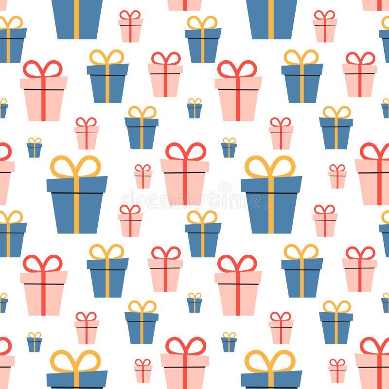 Cartoon Holiday Boxes with Bows. Seamless Pattern. Vector Illustration ...