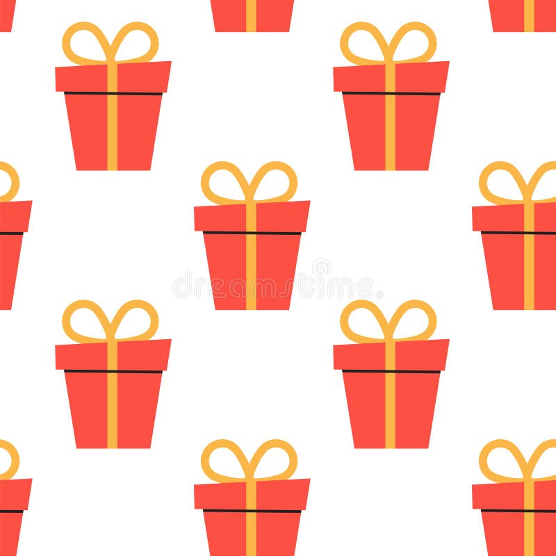 Cartoon Holiday Boxes with Bows. Seamless Pattern. Vector Illustration ...