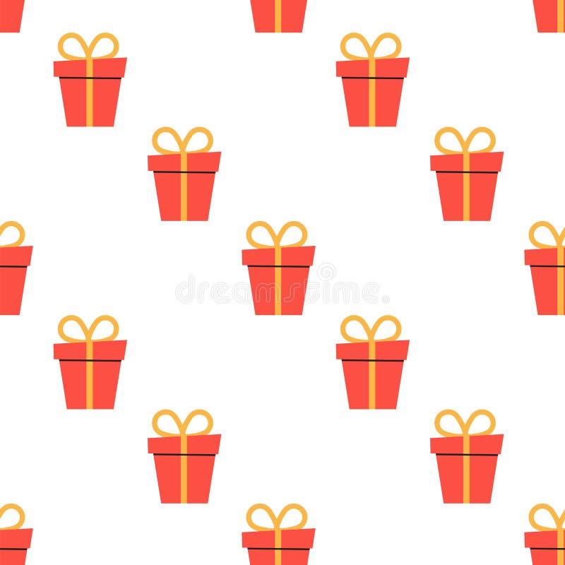 Cartoon Holiday Boxes with Bows. Seamless Pattern. Vector Illustration ...