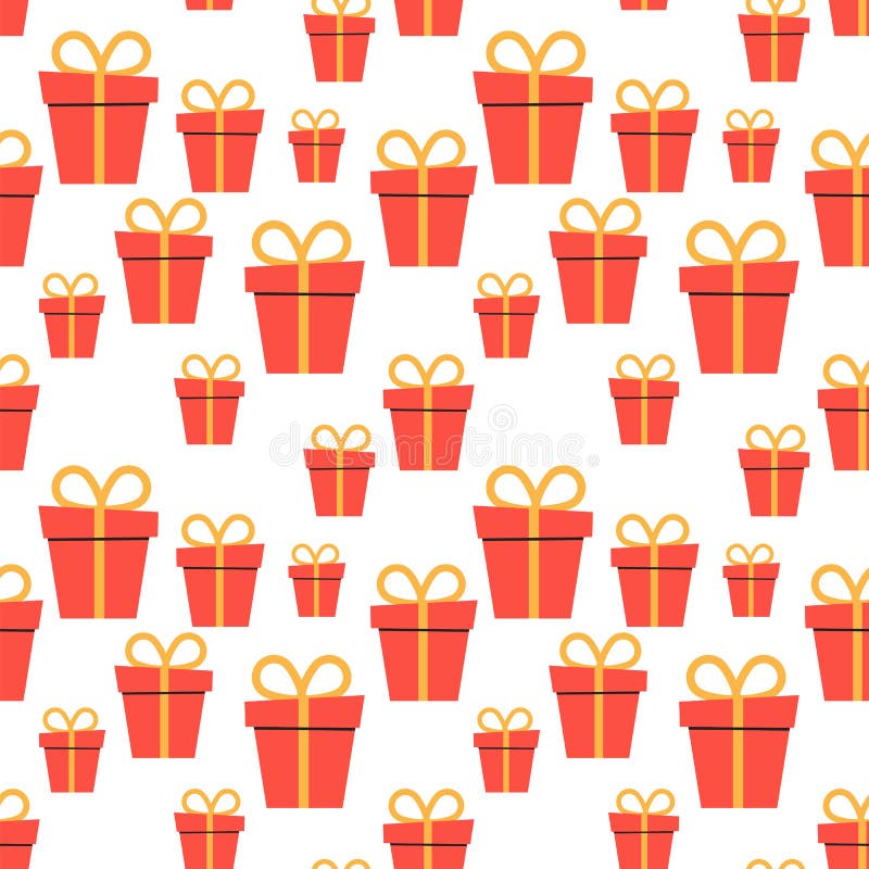 Cartoon Holiday Boxes with Bows. Seamless Pattern. Vector Illustration ...