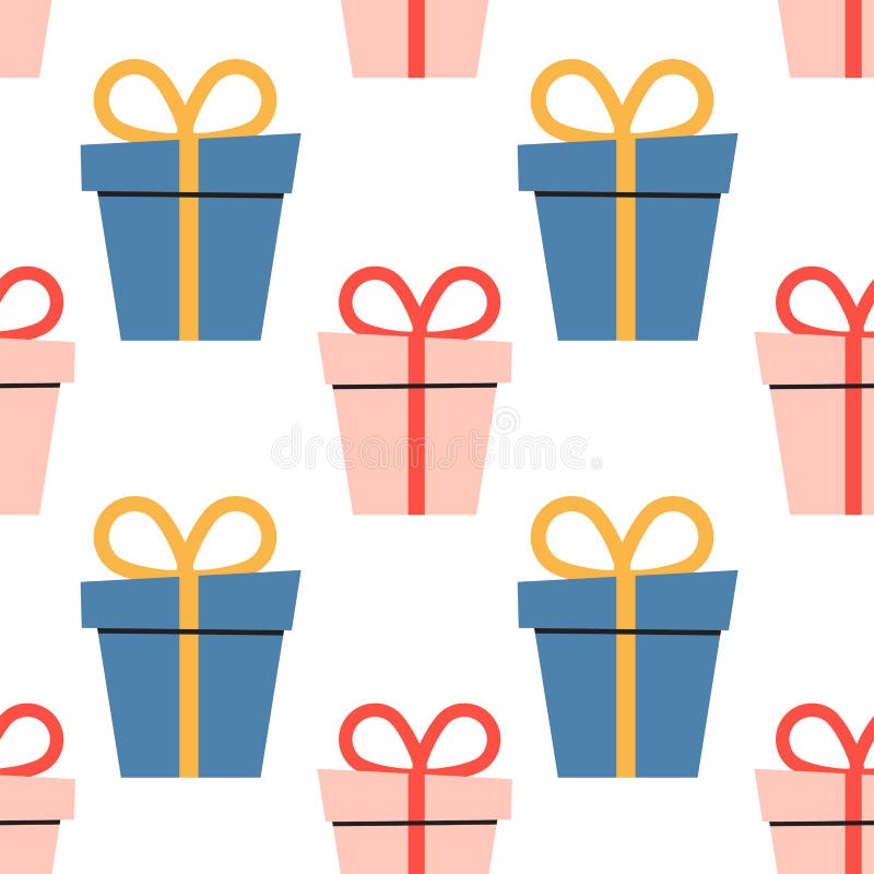 Cartoon Holiday Boxes with Bows. Seamless Pattern. Vector Illustration ...