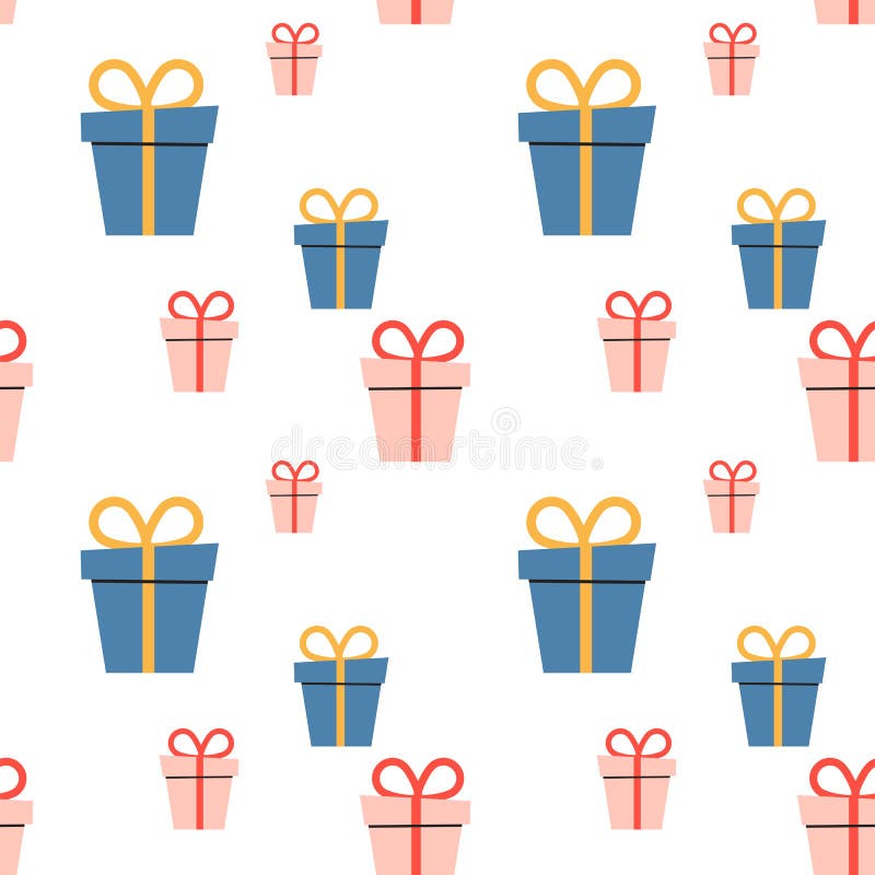 Cartoon Holiday Boxes with Bows. Seamless Pattern. Vector Illustration ...