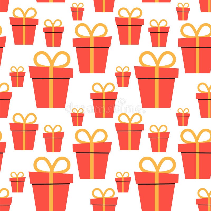 Cartoon Holiday Boxes with Bows. Seamless Pattern. Vector Illustration ...
