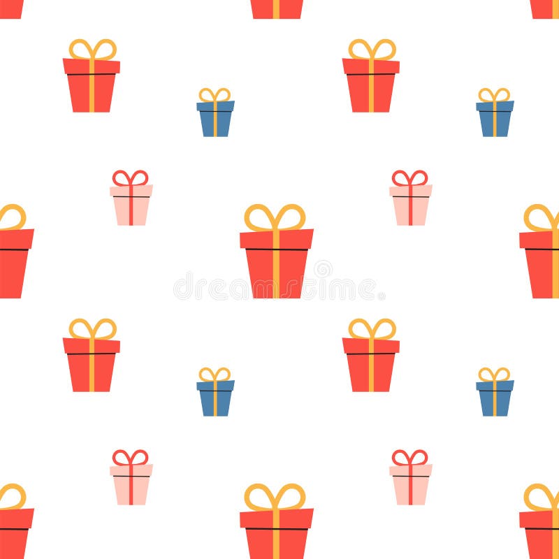 Cartoon Holiday Boxes with Bows. Seamless Pattern. Vector Illustration ...