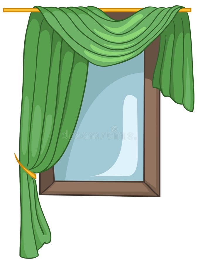 Cartoon Closed Window Curtains