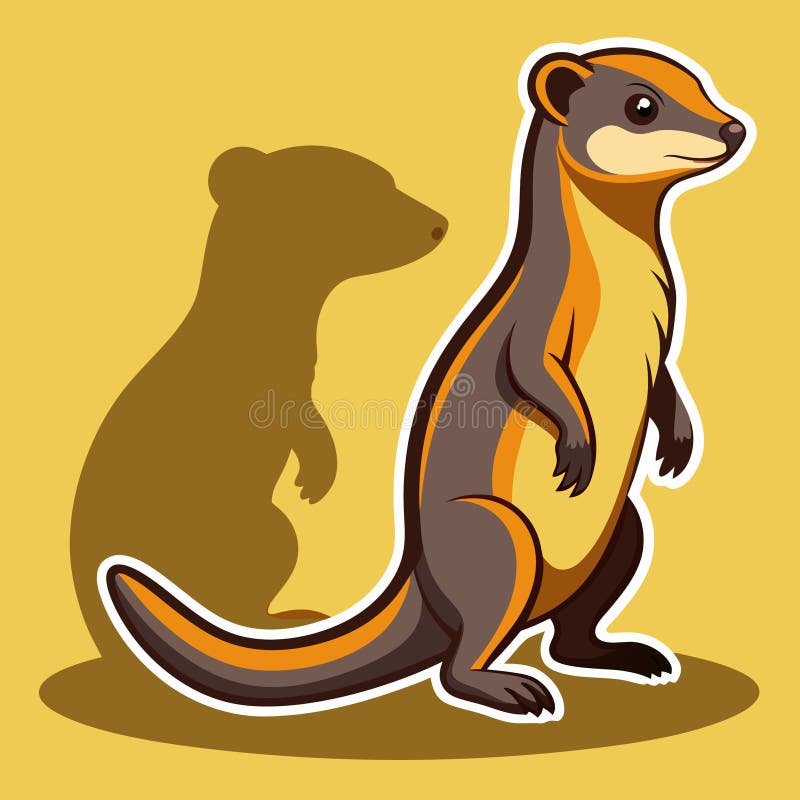 Cartoon honey badger illustration standing upright with shadow. Cartoon ...