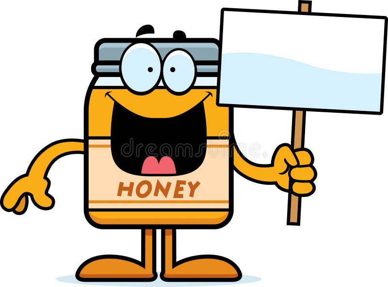 Cartoon Honey Jar Sign stock vector. Illustration of graphic - 69733630