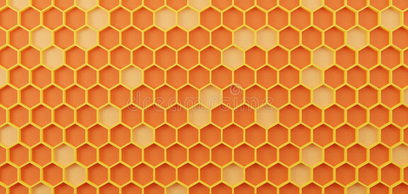 Cartoon Honeycomb Yellow Background. Geometric Hexagon Pattern. 3D ...