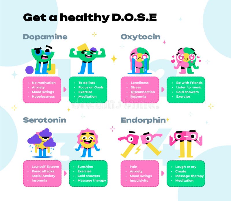 Cartoon Hormones Infographics in Flat Design Stock Illustration ...