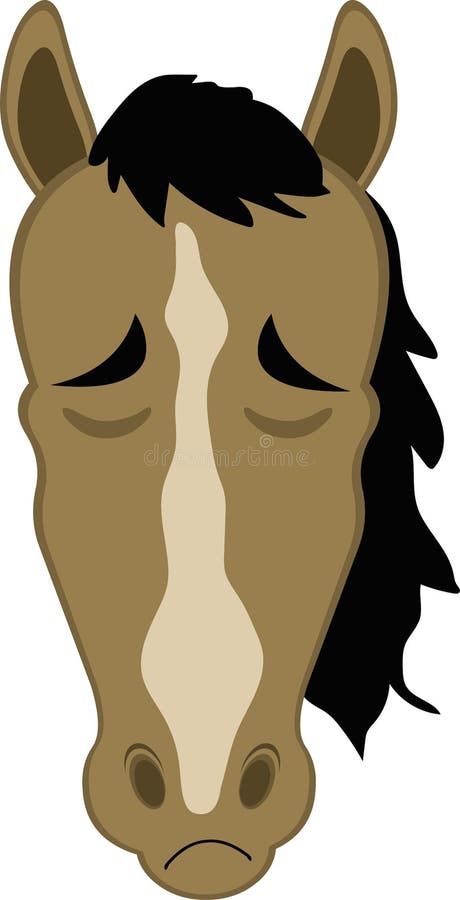 Cartoon Horse Face Sad and Lament Expression Stock Vector ...
