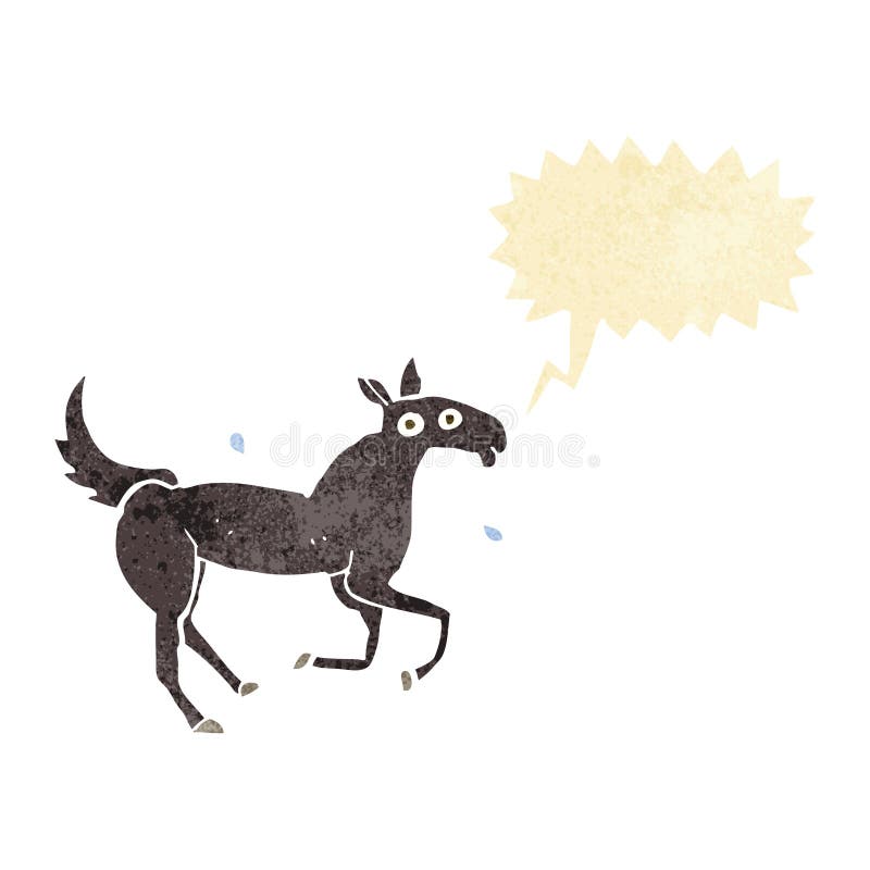 Cartoon Horse Sweating with Speech Bubble Stock Illustration ...