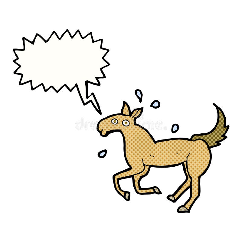 Cartoon Horse Sweating with Speech Bubble Stock Illustration ...