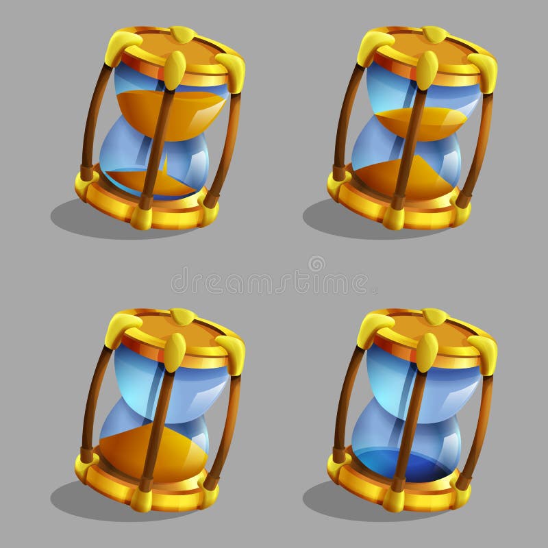 Cartoon Hourglass. Sand Falling in Different States Stock Vector ...