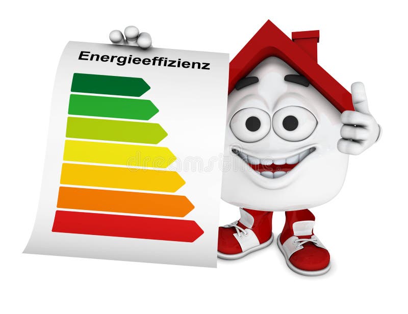 Cartoon House with Energy Efficiency Scale Stock Image - Image of ...