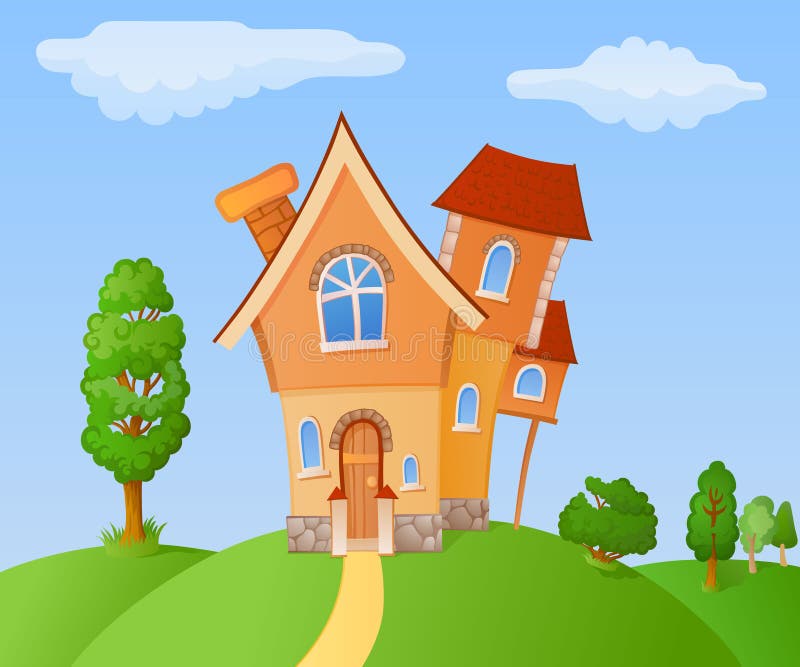 Cartoon house stock illustration. Illustration of chimney - 53275409