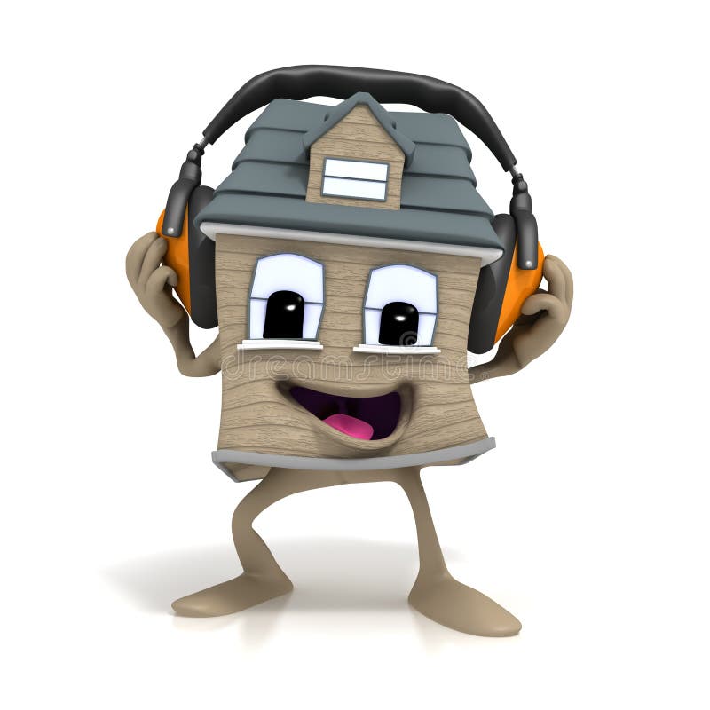 Happy Cartoon House with Toolbox and Ladder Stock Illustration ...