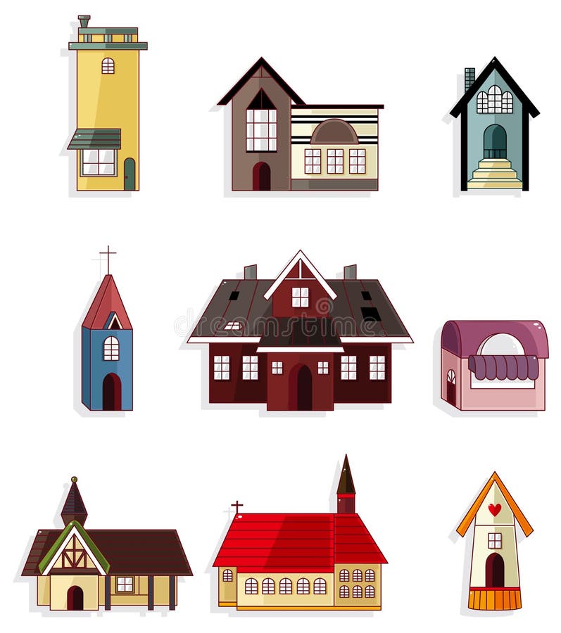 Cartoon house icon set stock vector. Illustration of collection - 19752545