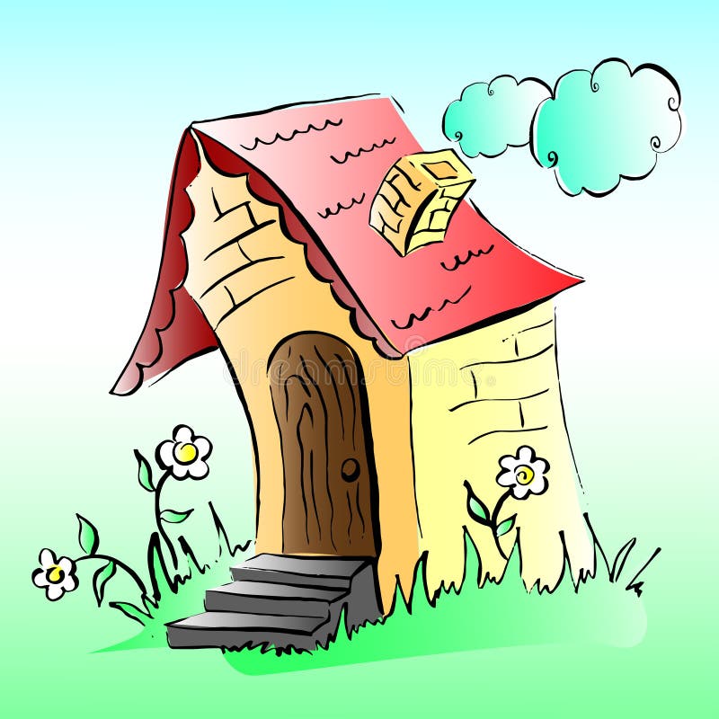 Cartoon House with porch stock vector. Illustration of city - 73577728