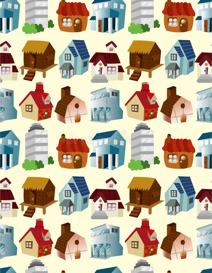 Cartoon House Seamless Pattern Picture. Image: 19921549