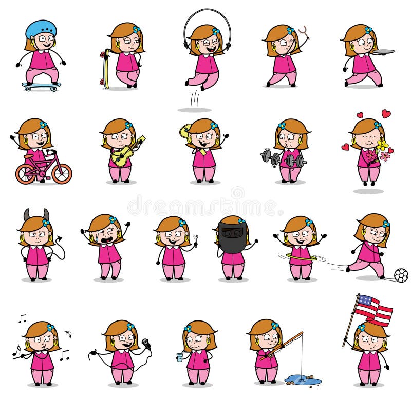 Cartoon Housefrau - Set of Concepts Vector Illustrationen Vektor ...