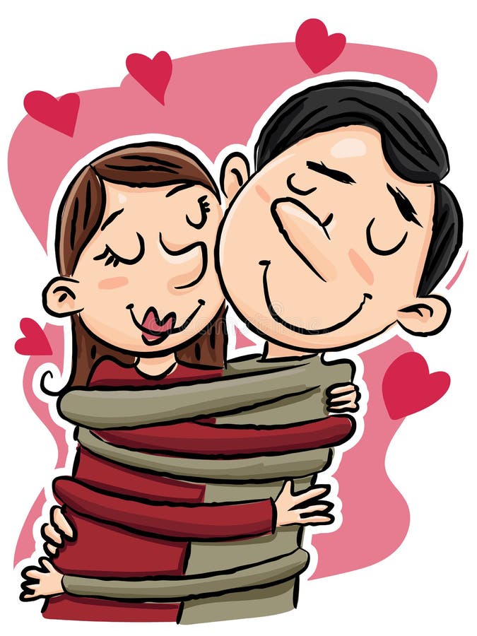 Cartoon hugging couple. stock vector. Illustration of cartoon - 92085969