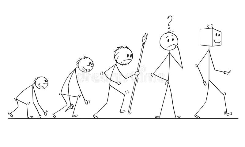 Cartoon of Human Evolution Process Progress Stock Vector - Illustration ...