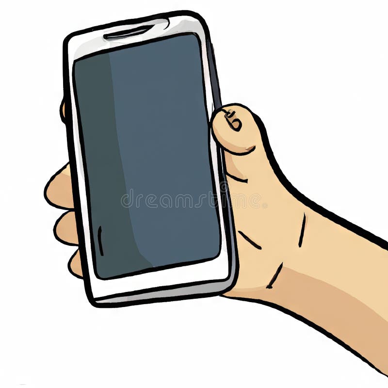 Cartoon of a Human Hand Holding a Mobile Phone Stock Illustration ...