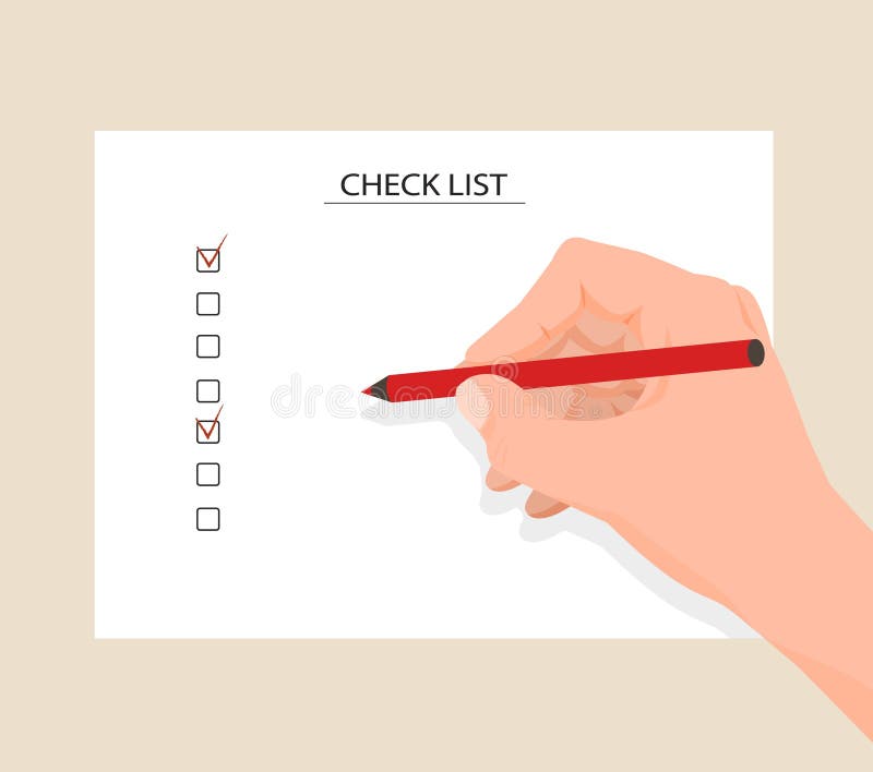 Cartoon Human Hand Holding Pen Marking Checkboxes on Checklist Vector ...
