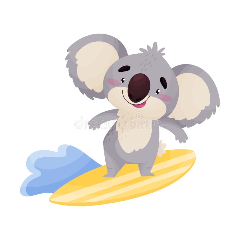 Koala Surfing stock vector. Illustration of riding, surfboard - 19058578