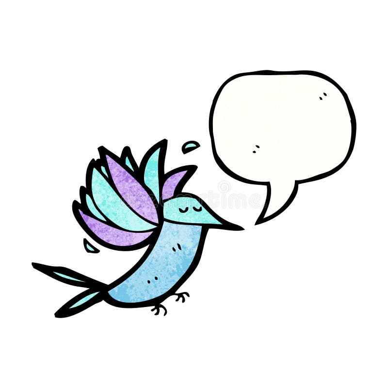 Cartoon Hummingbird with Speech Bubble Stock Vector - Illustration of ...