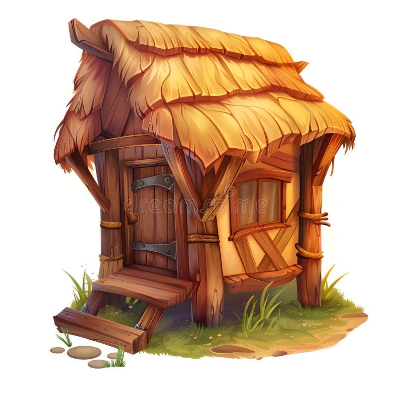 Cartoon hut fantasy stock illustration. Illustration of wood - 336603658