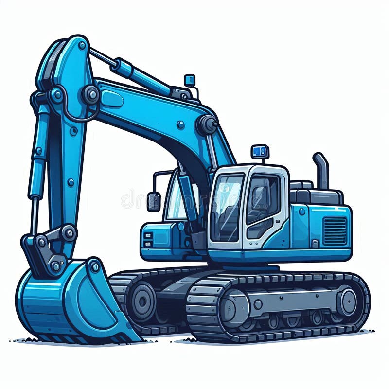 Cartoon Hydraulic Digger stock illustration. Illustration of modern ...