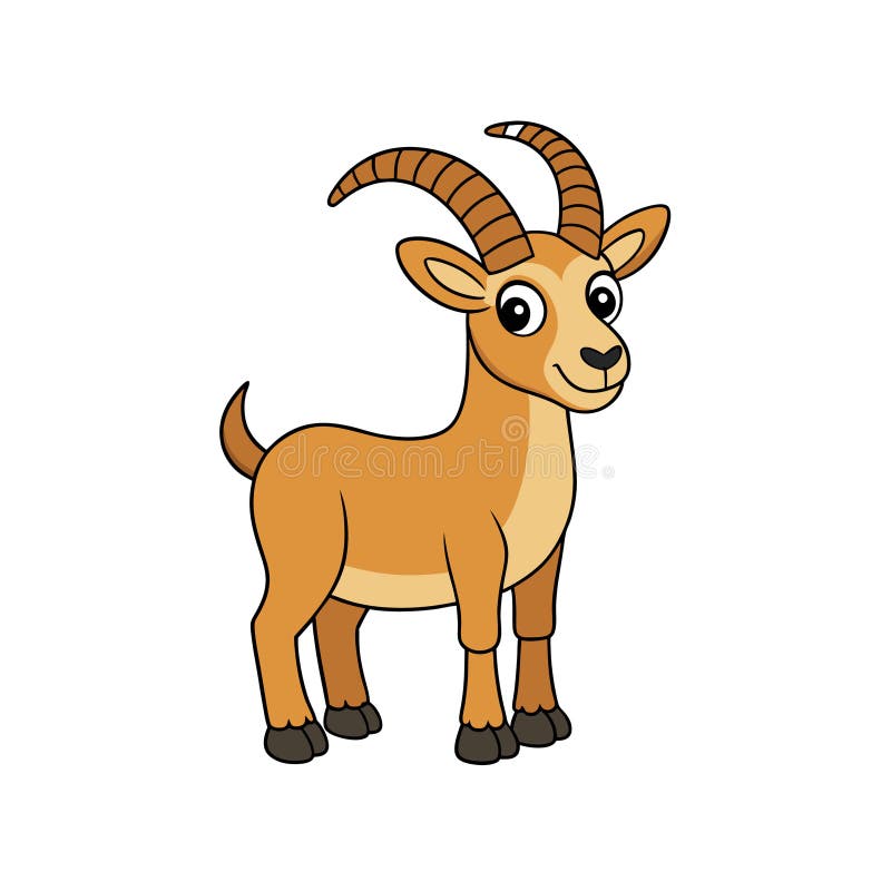 Cartoon Ibex Comic Animal Character on the Mountain Stock Vector ...