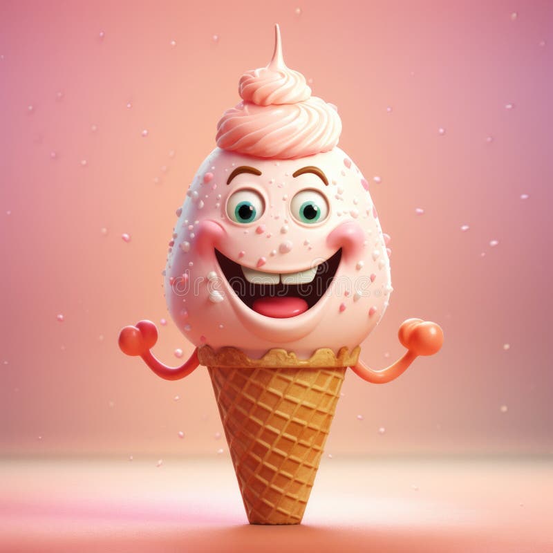 Cartoon Ice Cream Character Stock Illustration - Illustration of ...