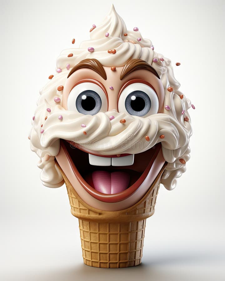 A Cartoon Ice Cream Cone with a Face and a Mustache. Generative Ai ...