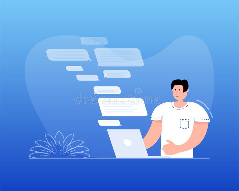 Cartoon Icon with Chat People. Cartoon Flat Vector Illustration Stock ...