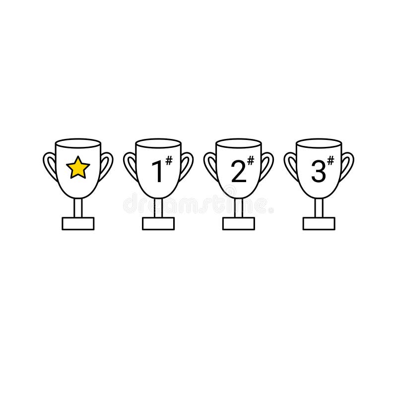 Cartoon Icon Different Prizes Set Simple Doodle Style. 1, 2, 3, and a ...