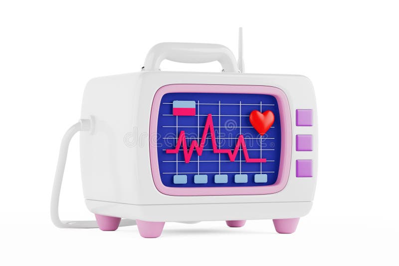 Cartoon Icon Ecg Machine Display with Heartbeat. 3d Rendering Stock ...
