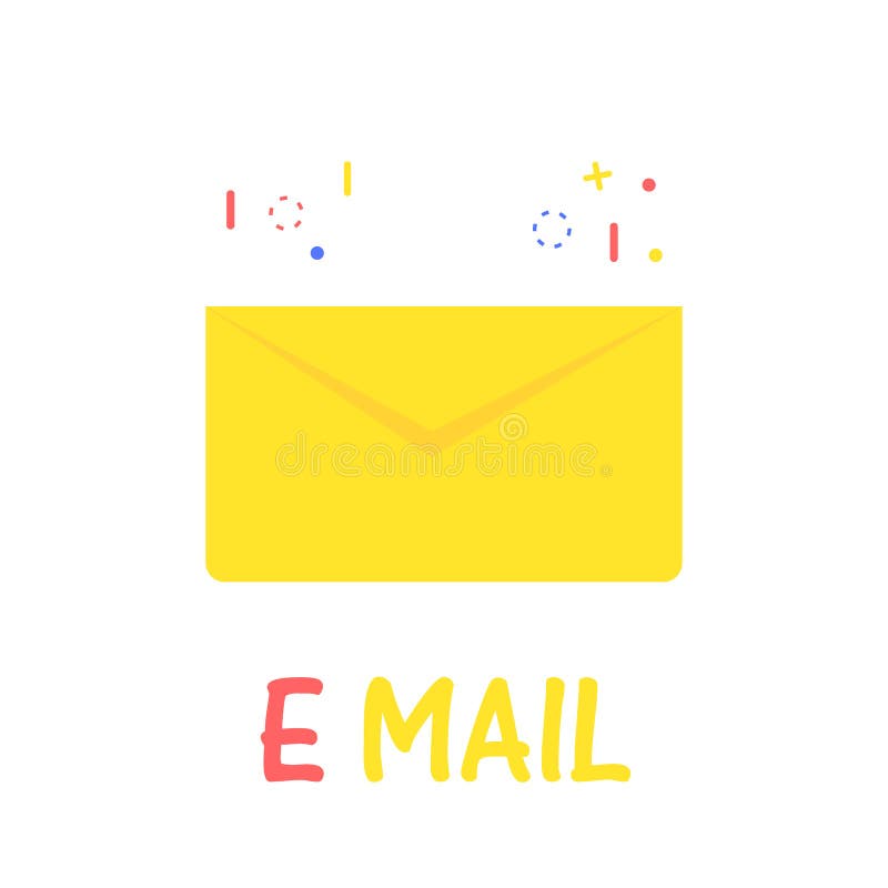 Cartoon Icon Email. Yellow Letter in Flat Style Stock Vector ...