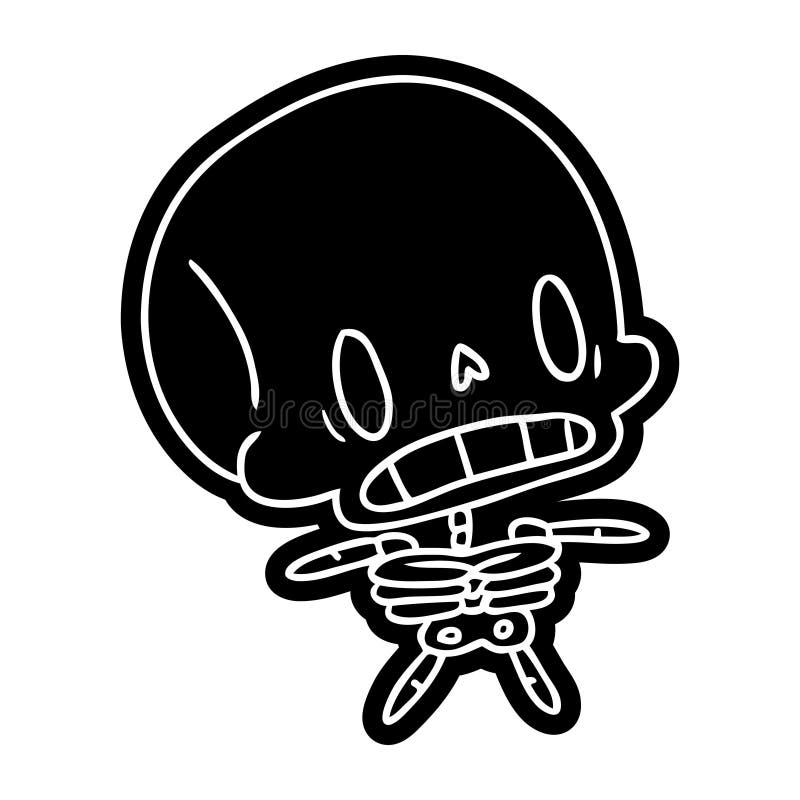 Cartoon Kawaii Cute Dead Skeleton Halloween Spooky Bones Undead Art ...