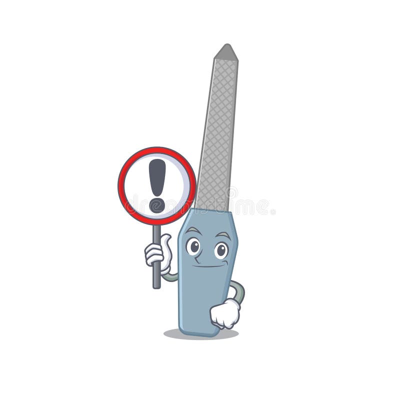 A Cartoon Icon of Nail File with a Exclamation Sign Board Stock Vector ...