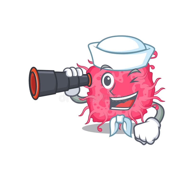 A Cartoon Icon of Pathogenic Bacteria Sailor with Binocular Stock ...
