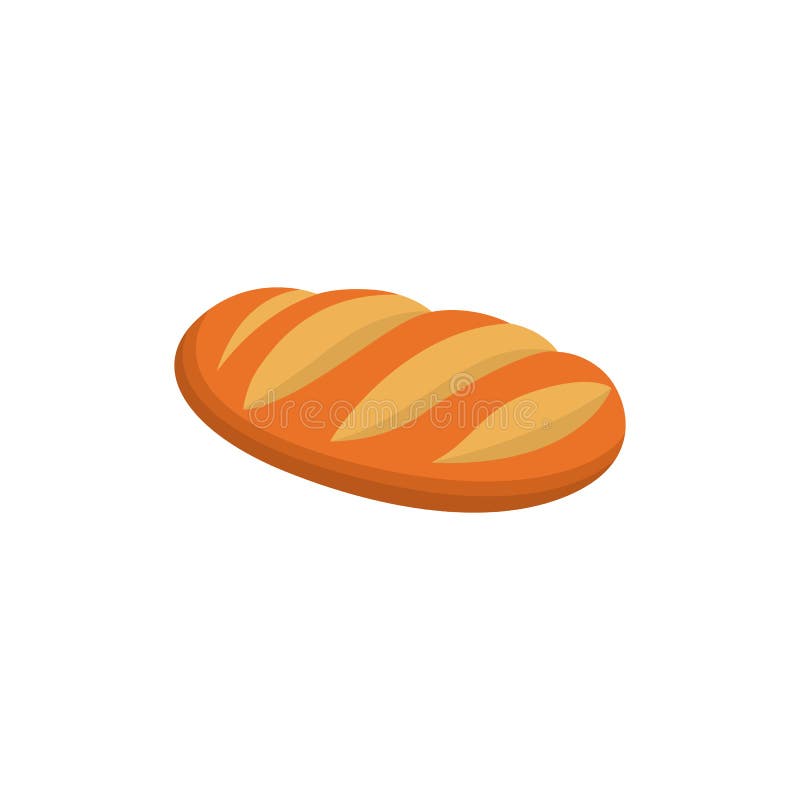Cartoon Icon of Single Bread Loaf for Bakery Flat Vector Illustration ...