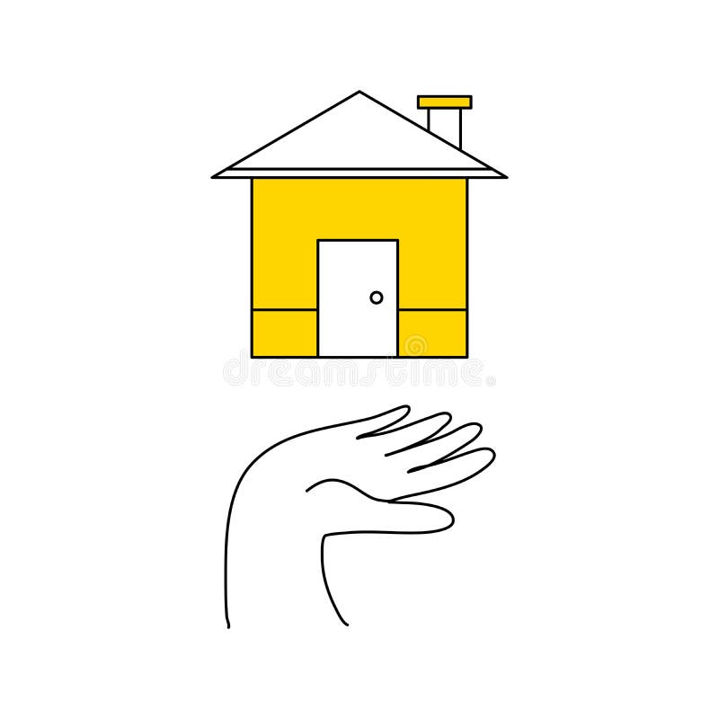 Cartoon Icon Vector Illustration of House in Human Hand. Stock Vector ...