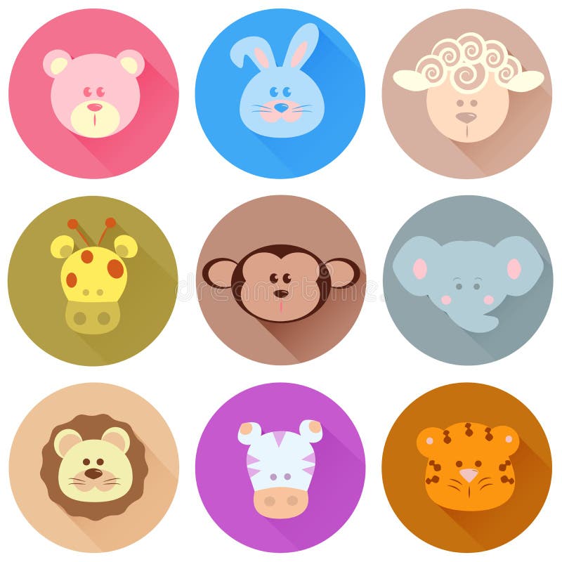 Cartoon icons of animals stock vector. Illustration of graphic - 73094604