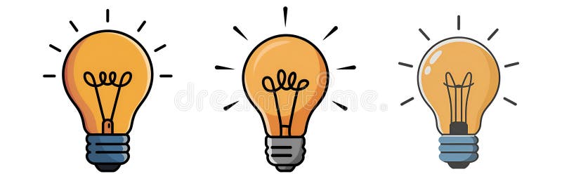 Cartoon Idea Bulb Isolated on a Transparent Background for Creativity ...